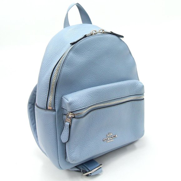Coach | Bags | Coach Backpack Charlie F38263 Light Blue Leather Nylon ...